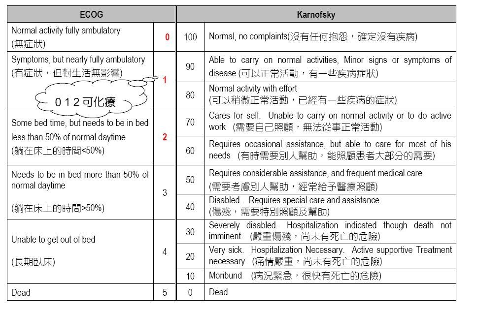 ECOG?? Performance Status??－有些事現在不做，一輩子都不會做了~~練習曲｜痞客邦