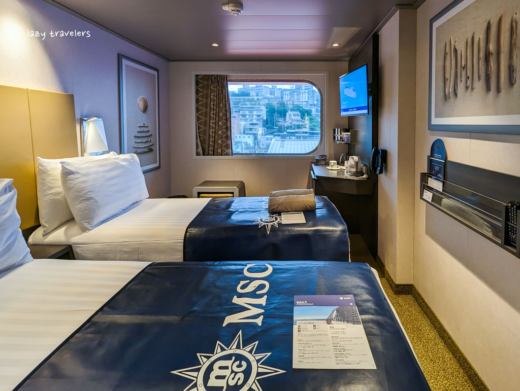 MSC Bellissima地中海榮耀號 JUNIOR OCEAN VIEW遮蔽海景房開箱、MSC會員金卡/鑽卡權益福利分享 (客房服務ROOM SERVICE菜單)－懶人食遊 Lazy ...